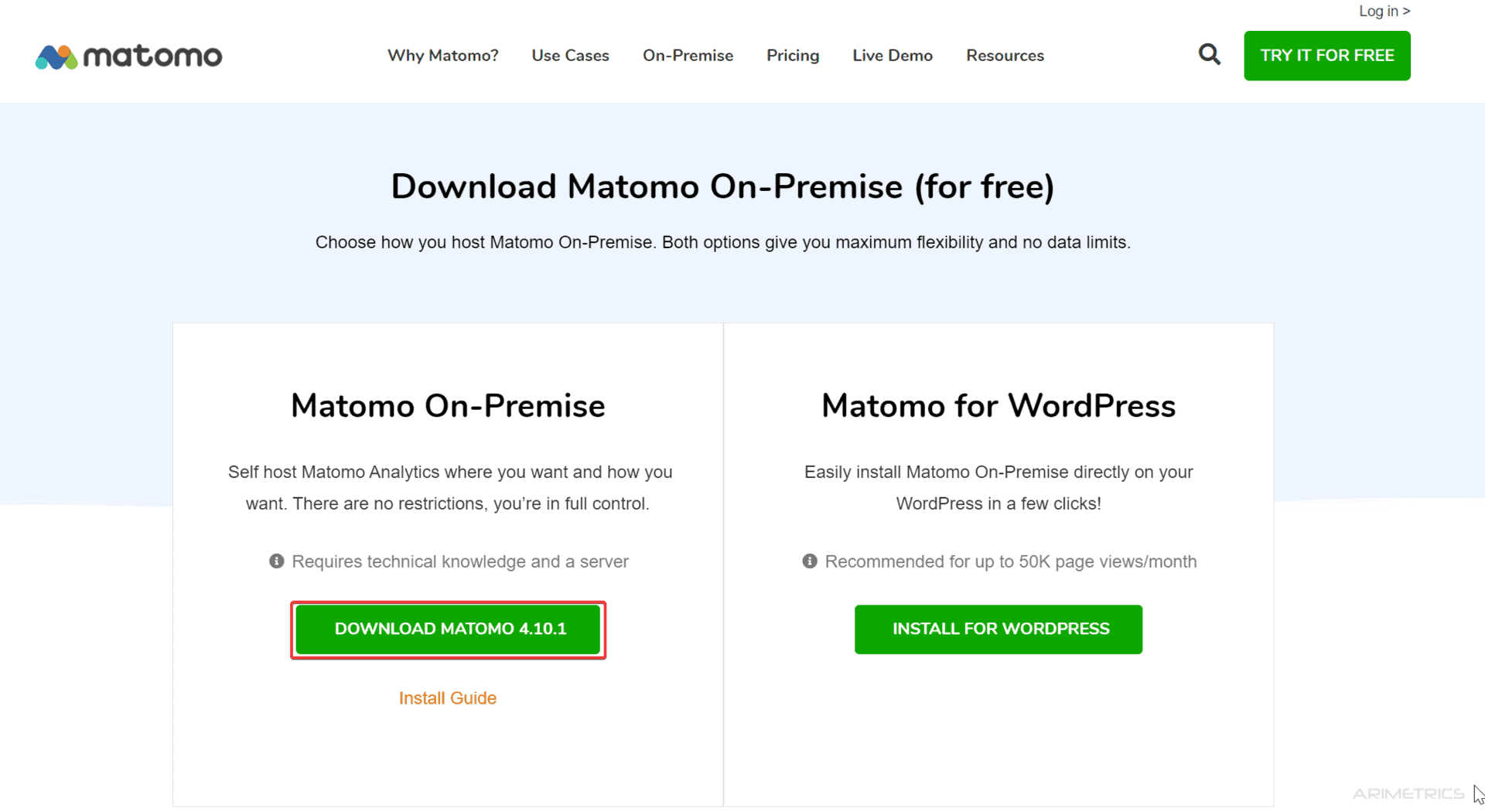 How to install Matomo - Arimetrics