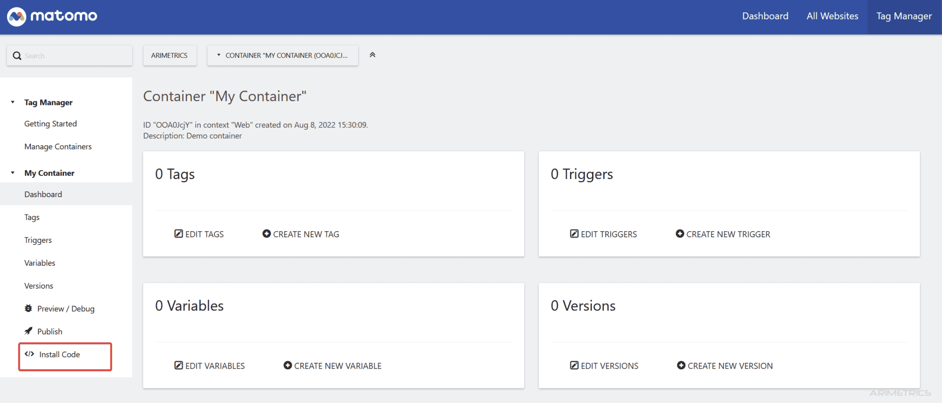 How to install Matomo Tag Manager - Arimetrics