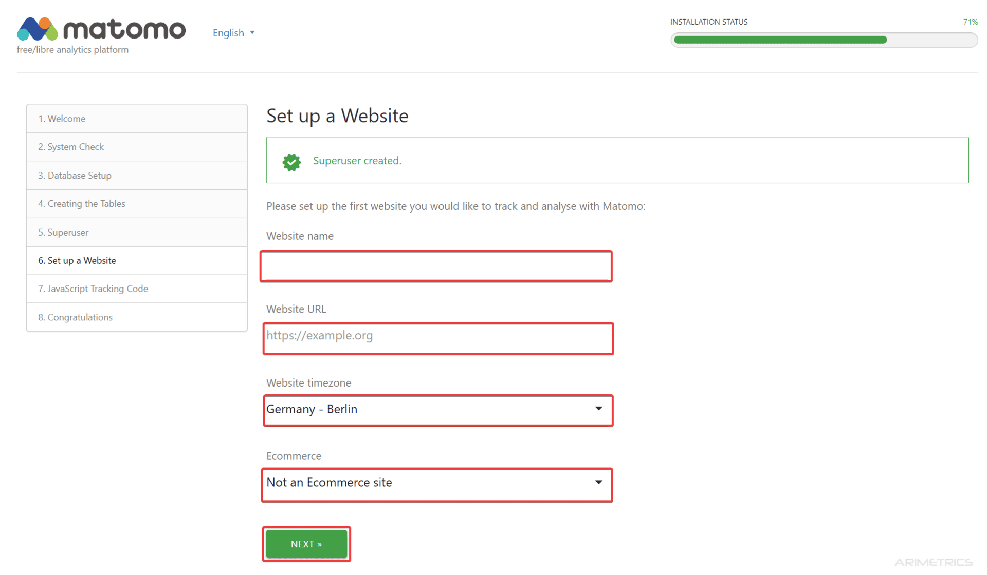 How to install Matomo - Arimetrics