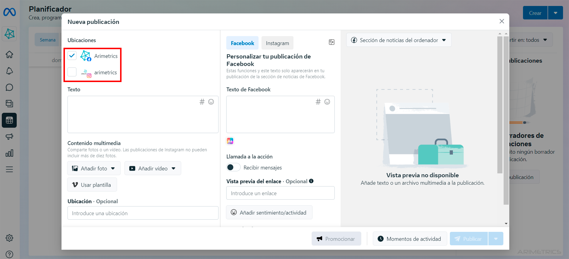 Cómo programar contenido en Meta Business Suite - Arimetrics