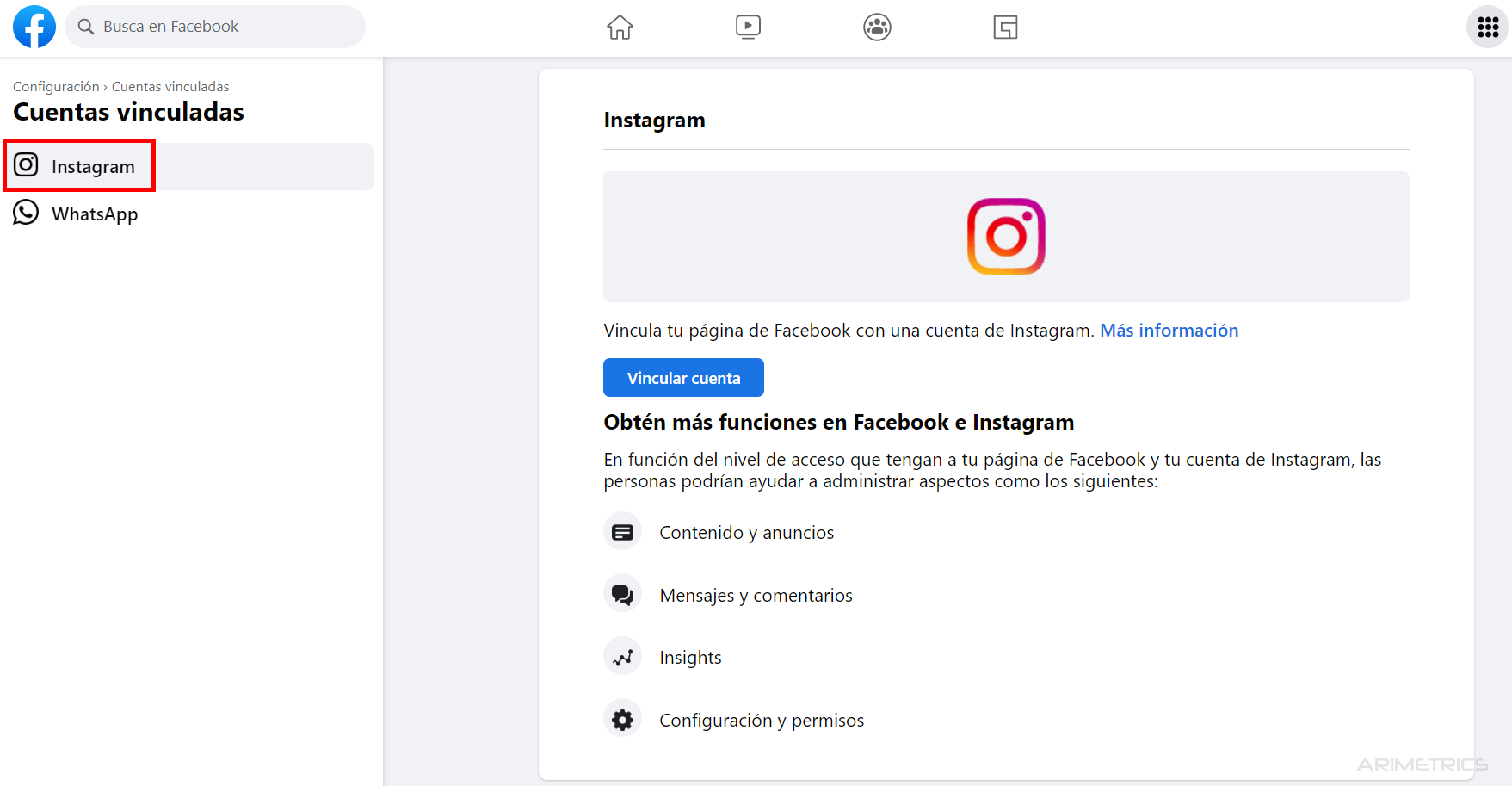 Cómo vincular una cuenta de Instagram con una página de Facebook